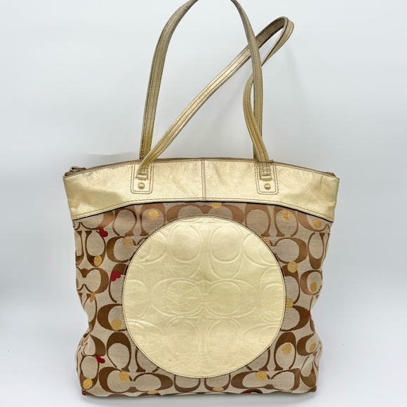 Coach | Bags | Coach Laura Admirer Signature Gold Tote Bag | Poshmark
